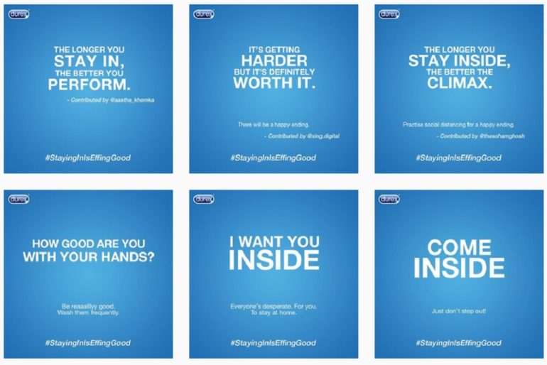 Take a look at these innovative ads, pitching in to stay indoor.